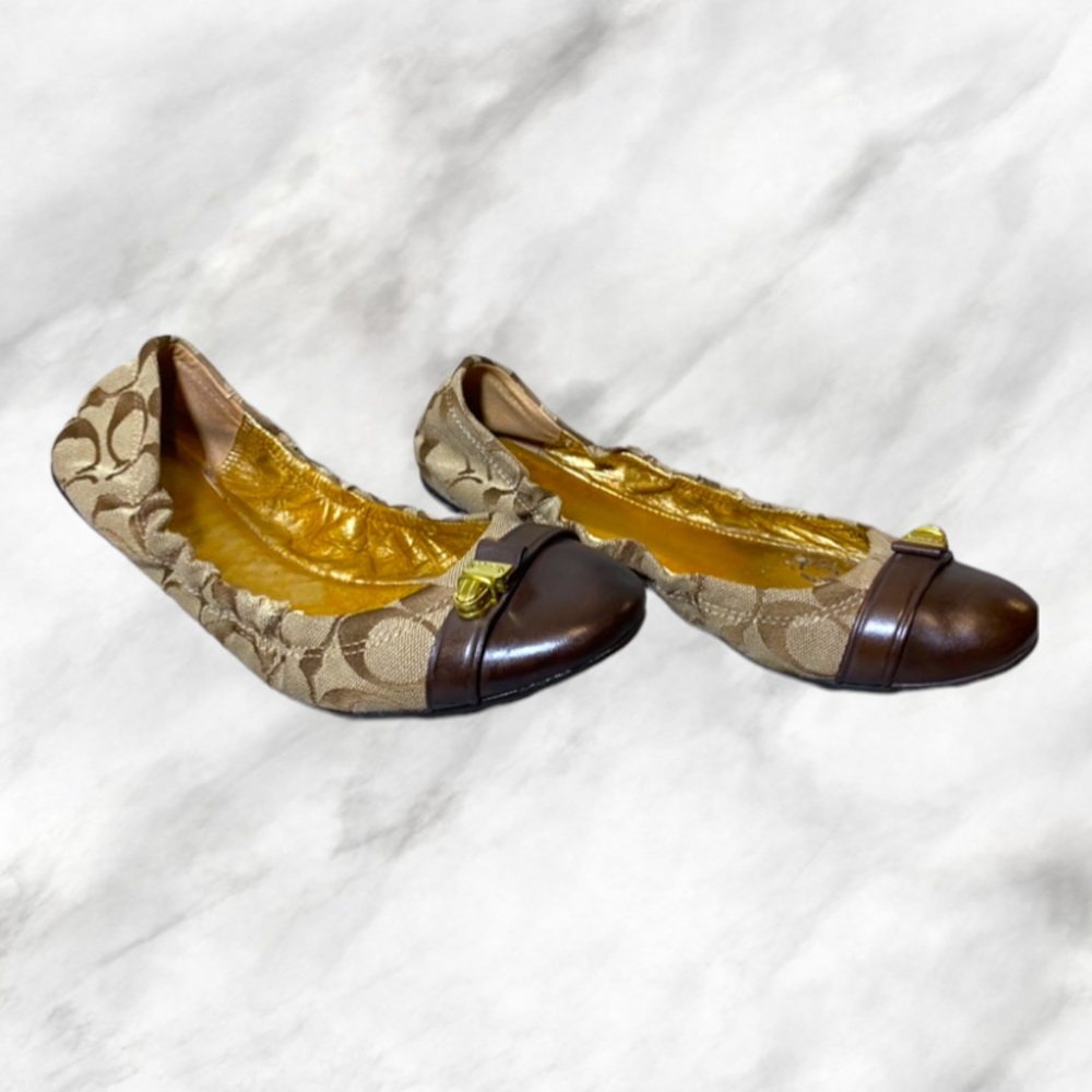 Coach Signature Monogram Canvas & Leather Ballet Flats - Gem
